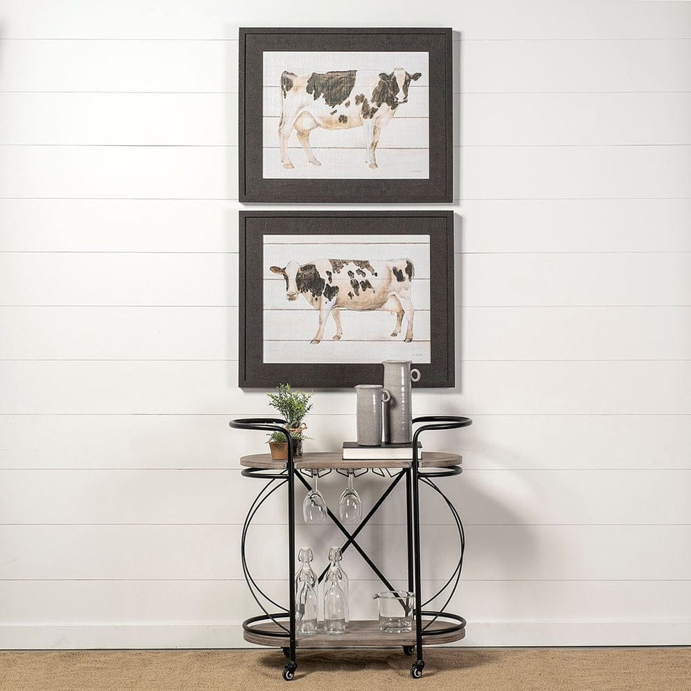 Mercana - Marlon Black Metal Frame Two Tier Shelves w/Stemware holder ...