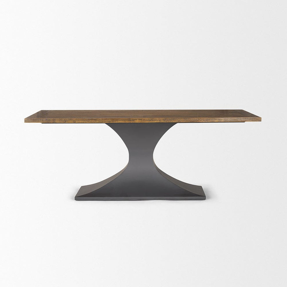 Mercana - Maxton II 79x39 Rectangular Brown Solid Wood Top Dark Gunmet ...
