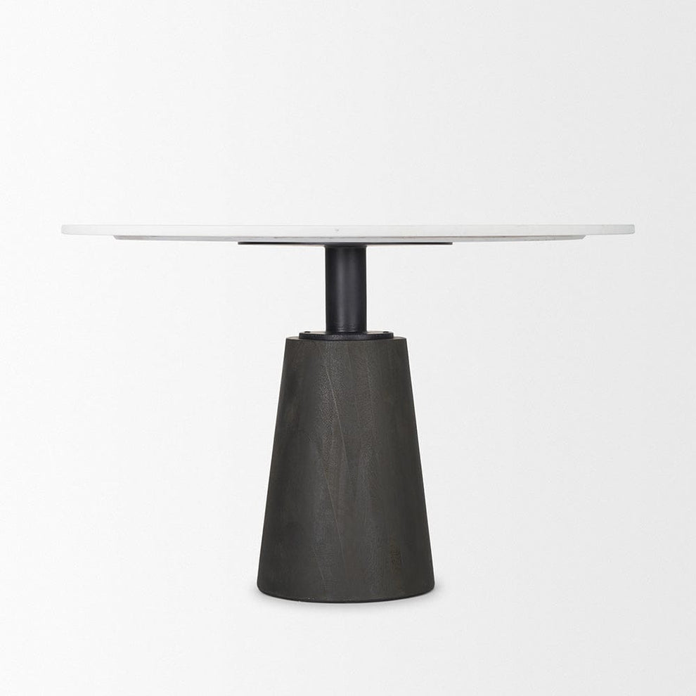 Mercana - Maxwell 48L x 48W x 30H Round White Marble Top w/ Black Meta ...