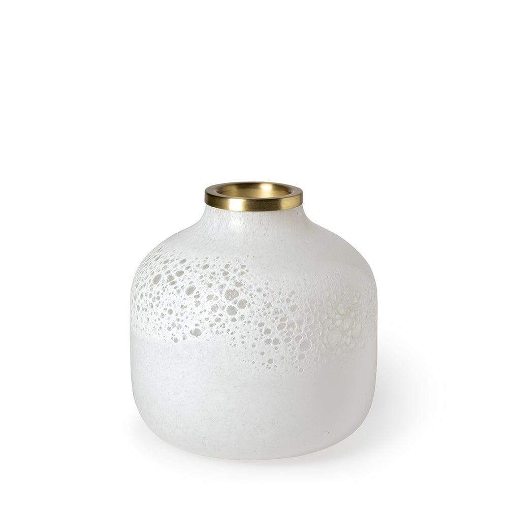 Mercana - Pearl Short White Gold Rim Glass Vase - 69034 – AFA Stores
