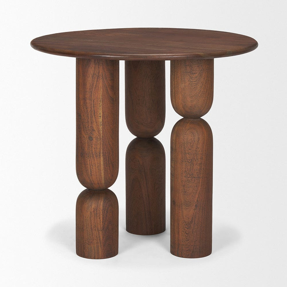 Mercana - Sonel Pedestal Medium Dark Brown Acacia Wood Foyer Table - 7 ...