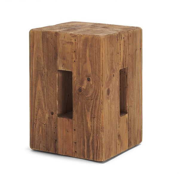 Mercana - Waylen Natural Wood Block Accent Stool - 71020 – AFA Stores