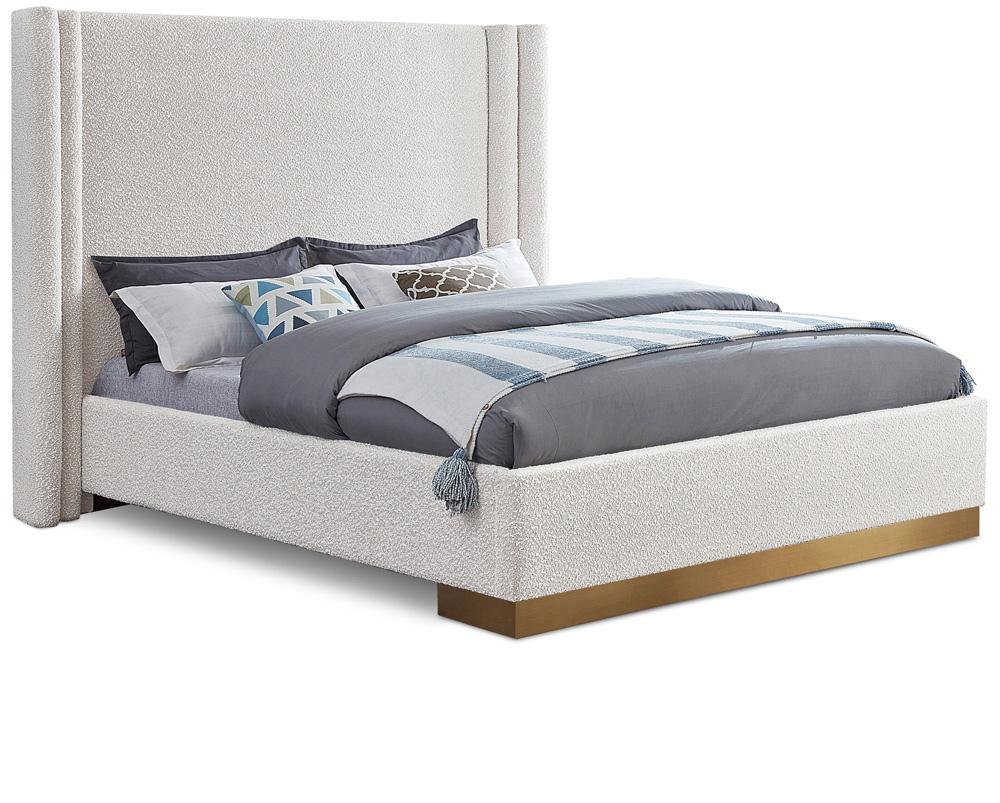 Meridian Furniture - Halton Cream Boucle Fabric King Bed - HaltonCream ...