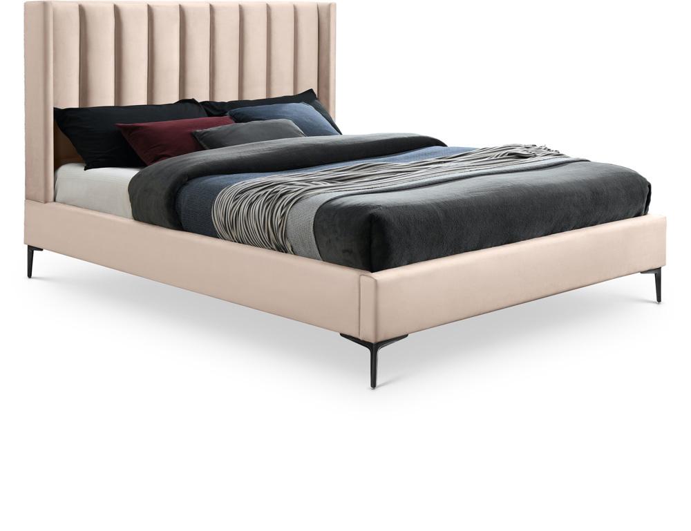 Meridian Furniture - Nadia Pink Velvet Queen Bed - NadiaPink-Q – AFA Stores