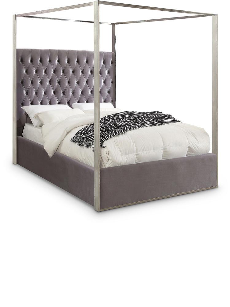 Meridian Furniture - Porter Grey Velvet Queen Bed - PorterGrey-Q – AFA ...