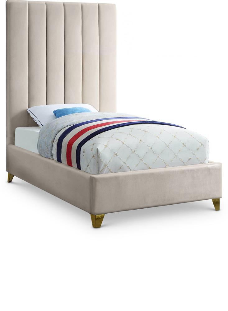 Meridian Furniture - Via Cream Velvet Twin Bed - ViaCream-T – AFA Stores