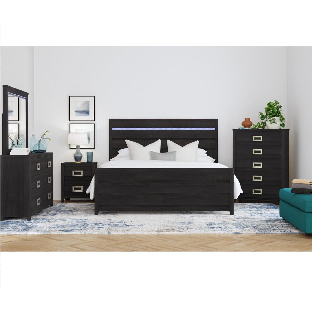 Picket House Furnishings - Chett King 5PC Bedroom Set with LED in Blac ...