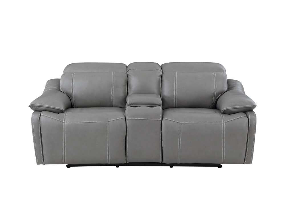 Steve Silver - Alpine Leather Dual-Power Reclining Console Loveseat ...