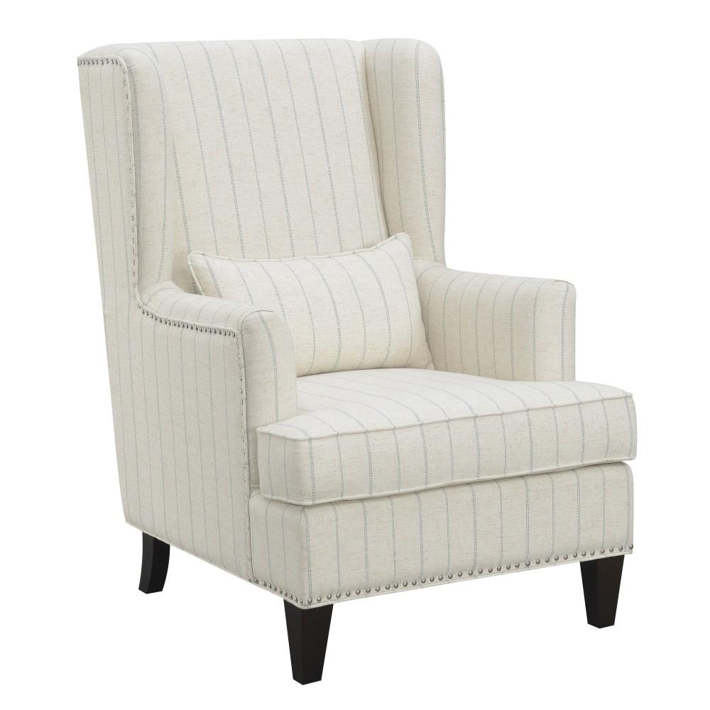 Wallace & Bay - Harmon Beige and Blue Stripe Accent Chair, with Pillow ...